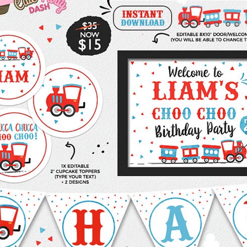 INSTANT DOWNLOAD EDITABLE Train Birthday Decor Train - Etsy