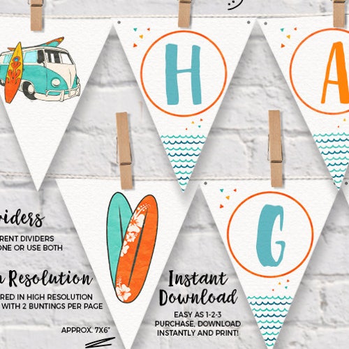 Luau Banner EDITABLE Hawaiian Birthday Decorations Bunting - Etsy