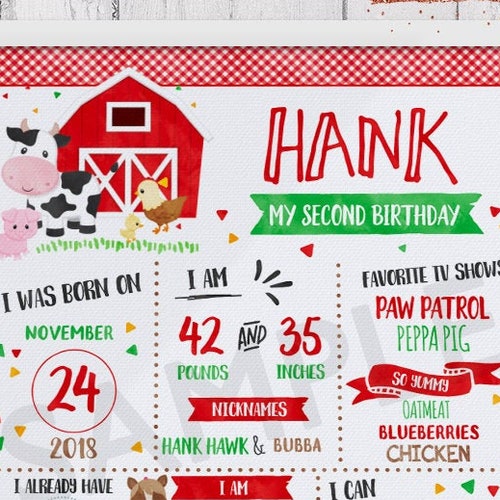 Farm Girl First Birthday Milestone Poster Chalkboard EDITABLE - Etsy