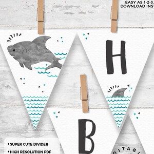 INSTANT DOWNLOAD - EDITABLE Shark Birthday Wall Banner - Summer Shark ...