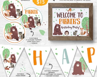 Woodland Animals Theme // Instant Download Party Kit // - Etsy Canada