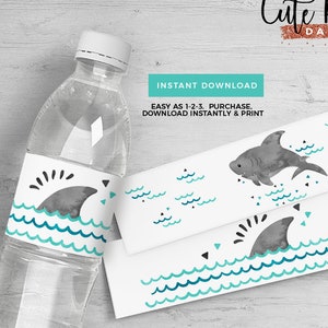 INSTANT DOWNLOAD, EDITABLE Shark Birthday Decoration, Printable Sharks ...