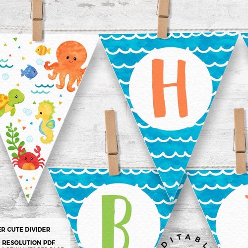 Under the Sea Bunting INSTANT DOWNLOAD Printable Pennant - Etsy