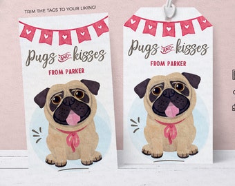 Pug Valentine's Day Card Pugs & Kisses - Etsy