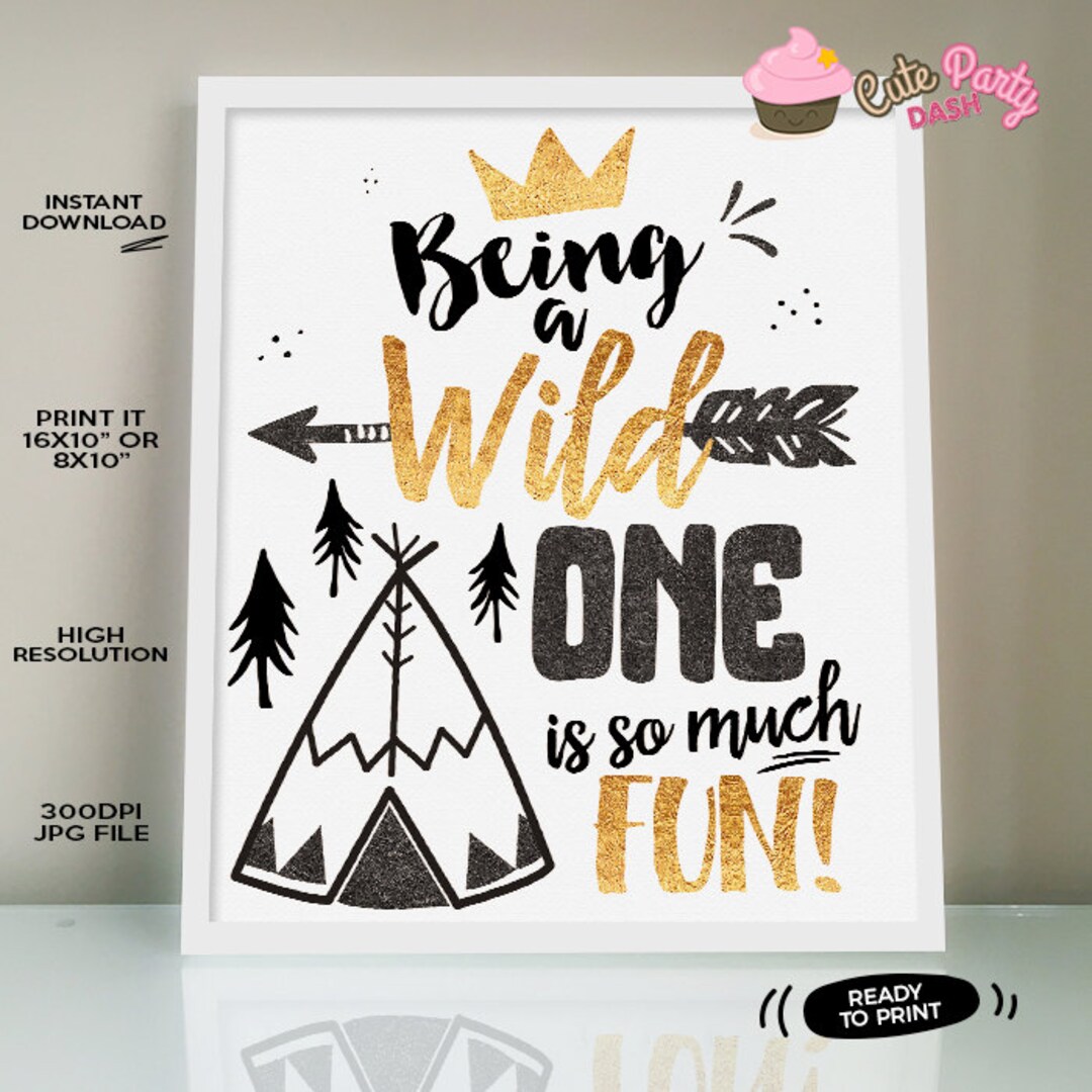 INSTANT DOWNLOAD - Wild One First Birthday Party Sign Poster 8x10" or ...