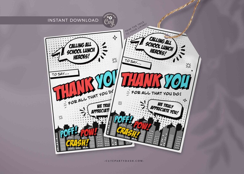 School Lunch Hero Day Appreciation Gift Tag Printable Lunch - Etsy