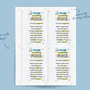 Pencil Prayer Tag: Sunday School Blessing Cards (digital Download) - Etsy