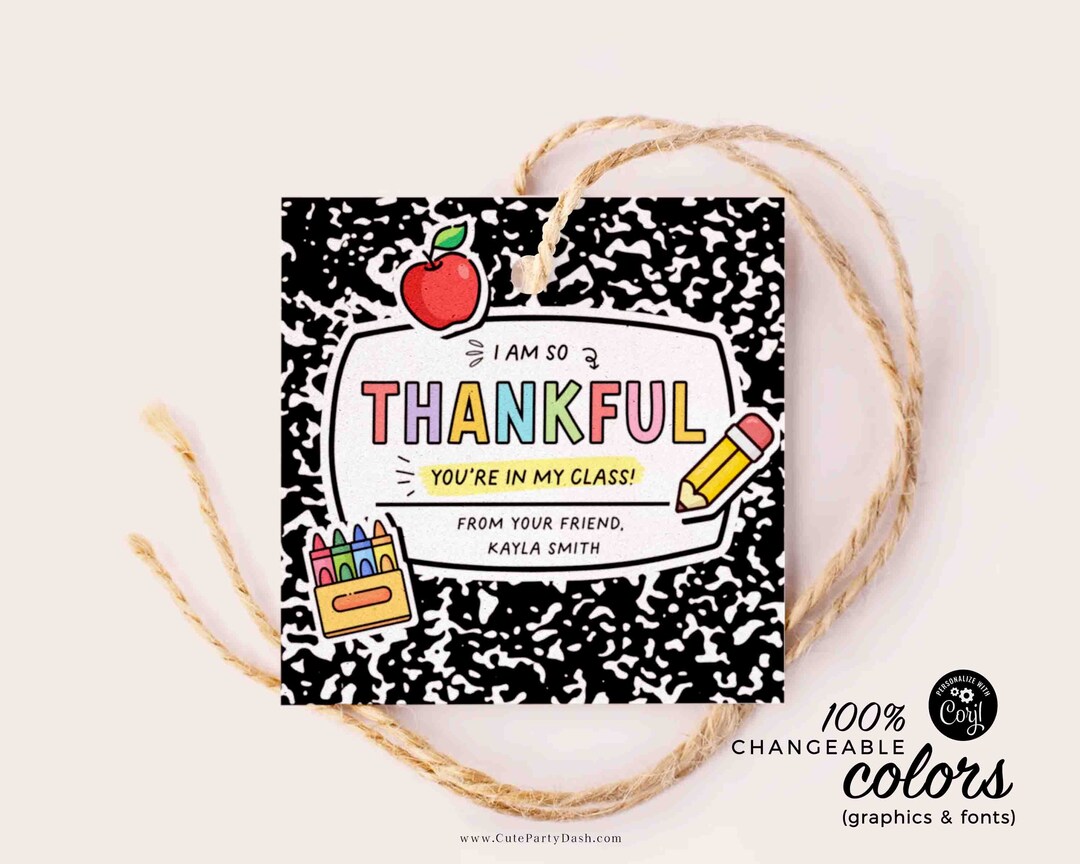Happy You Are in My Class Back to School Gift Tag Printable INSTANT ...