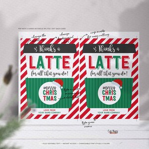 Editable Christmas Thanks a Latte Christmas Coffee Gift Card Holder ...
