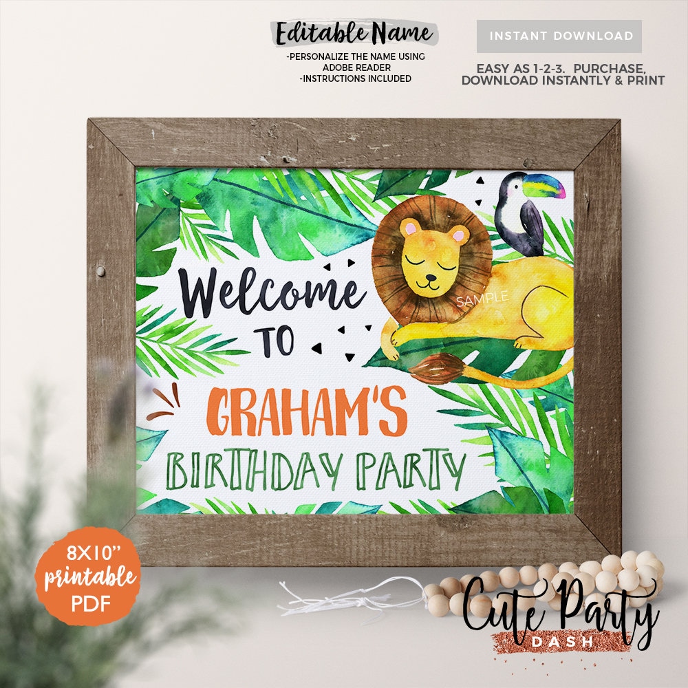 INSTANT DOWNLOAD EDITABLE Jungle Safari Birthday Decorations - Etsy