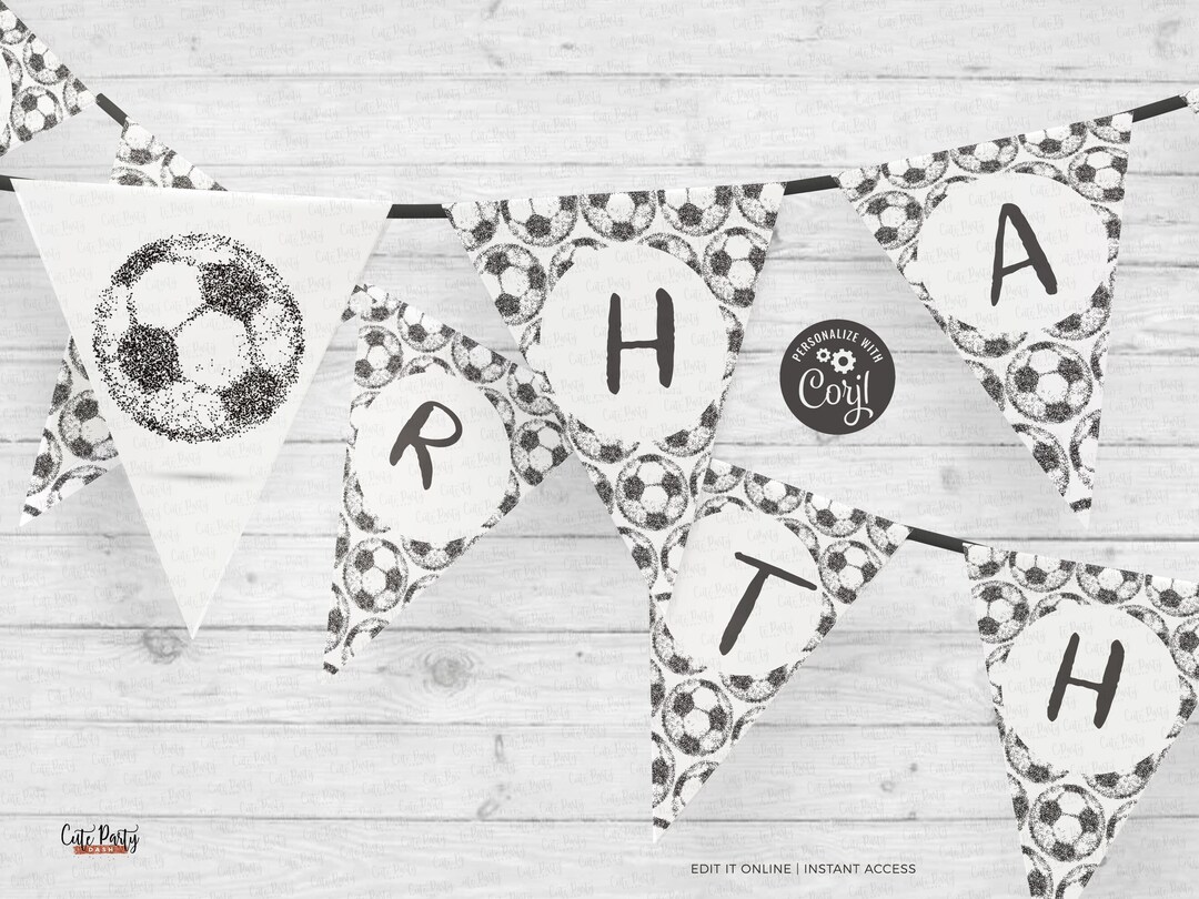 INSTANT DOWNLOAD, Editable Soccer Birthday Wall Banner, Minimalist All ...