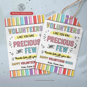 Volunteer Appreciation Gifts Tag Editable Printable Volunteer Thank You ...