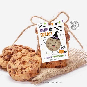 EDITABLE Chip or Treat Halloween Cookie Tag INSTANT DOWNLOAD Trick or ...