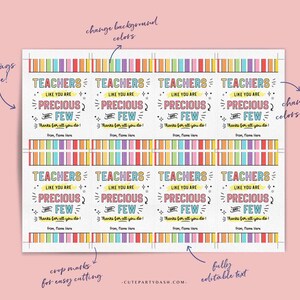 Teacher Thank You Gift Tag Editable Teacher Appreciation Week Thank You ...