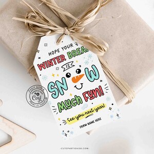 Editable School's Out Winter Break Christmas Gift Tag Printable INSTANT ...