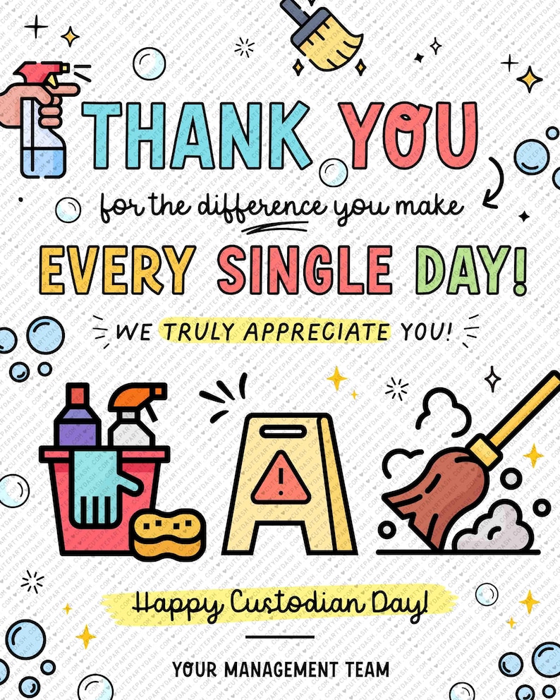 Custodian Appreciation Day Sign: School Staff Gift (digital Download ...