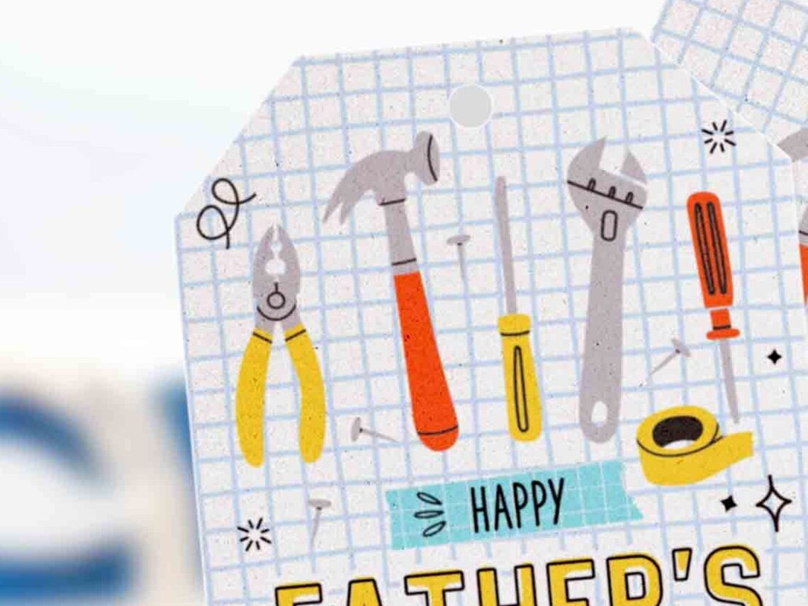 Happy Father's Day Gift Tag Printable Card Toolbox - Etsy