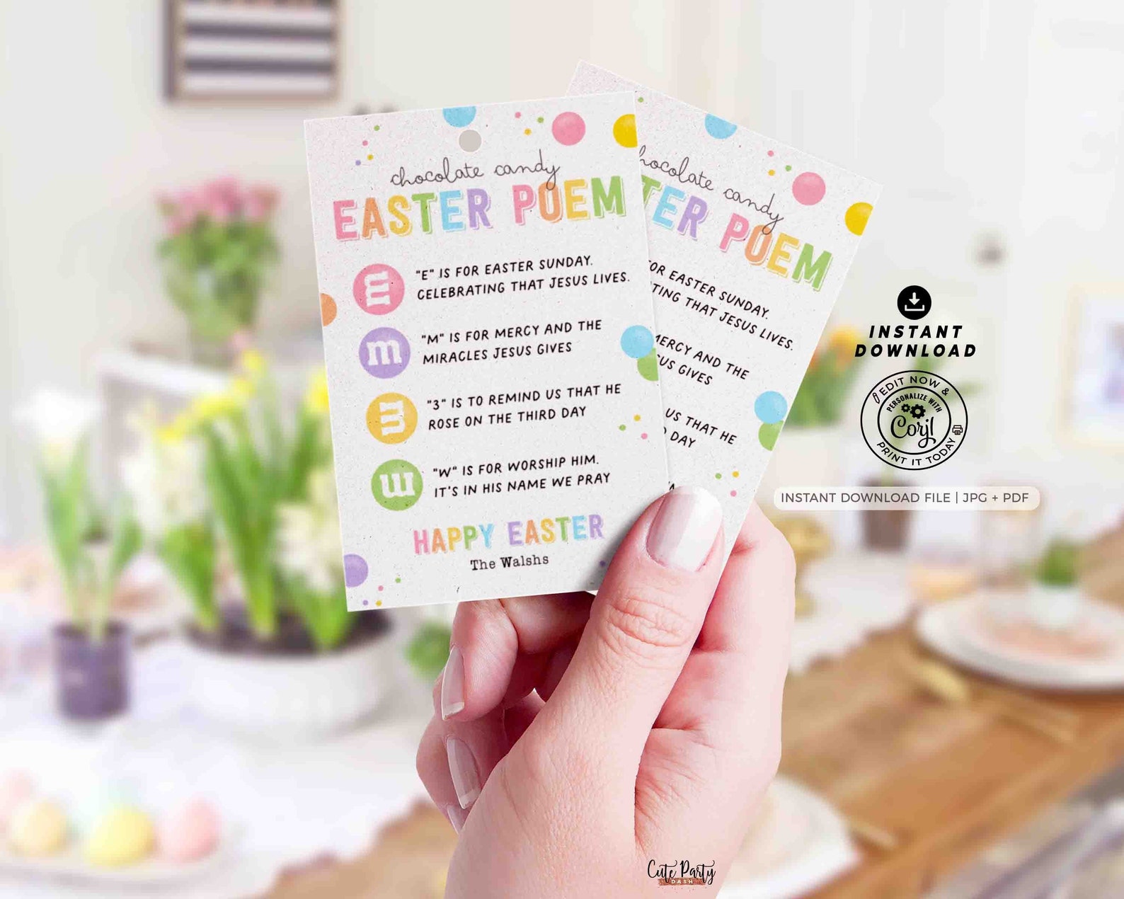 Easter Poem Gift Tags: Editable Chocolate Candy Tags (digital Download ...