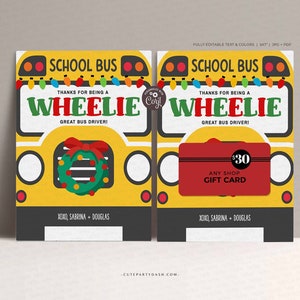 Editable Christmas Bus Driver Thank You Card, Bus Driver Gift Card ...