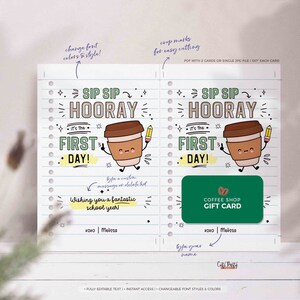 Sip Sip Hooray It's the First Day Gift Card Holder Template Editable ...