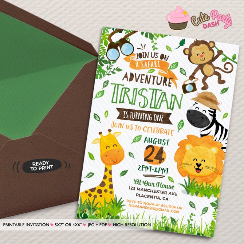 INSTANT DOWNLOAD EDITABLE Jungle Safari Birthday Monthly Photo - Etsy
