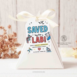 Saved by the Lab Gift Tags Printable INSTANT DOWNLOAD Editable Lab Week ...