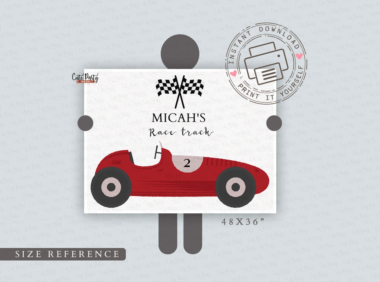 Two Fast Two Curious Birthday Backdrop Vintage Red Racing Car | Etsy