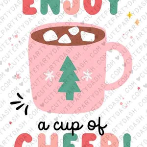 Enjoy a Cup of Cheer Christmas Gift Tag Printable INSTANT DOWNLOAD ...