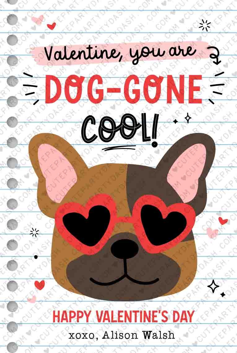 Printable Dog Valentine's Day Cards: Editable Classroom Valentines ...