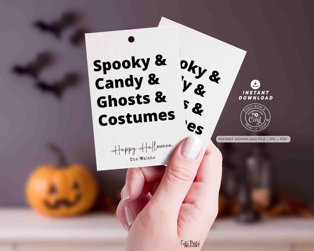 Editable Halloween Gift Tag Template, Printable Party Favor (Digital ...