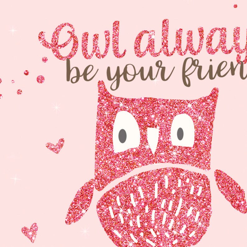 Editable Glitter Owl Valentine's Day Card (instant Download) - Etsy