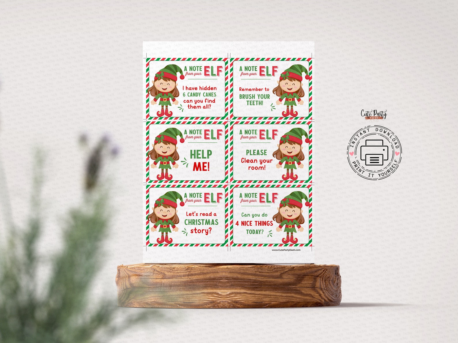 EDITABLE Christmas Elf Note Cards Girl Elf Activity Cards - Etsy