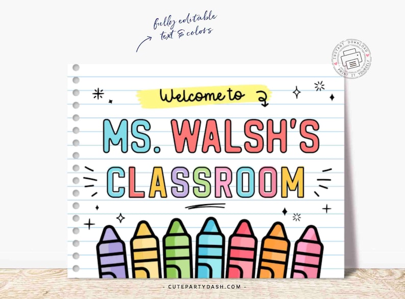 Editable Classroom Welcome Sign Template: Back to School Decor (digital ...
