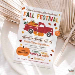 EDITABLE Fall Festival Invitation, Fall Festival Fall Harvest Flyer ...