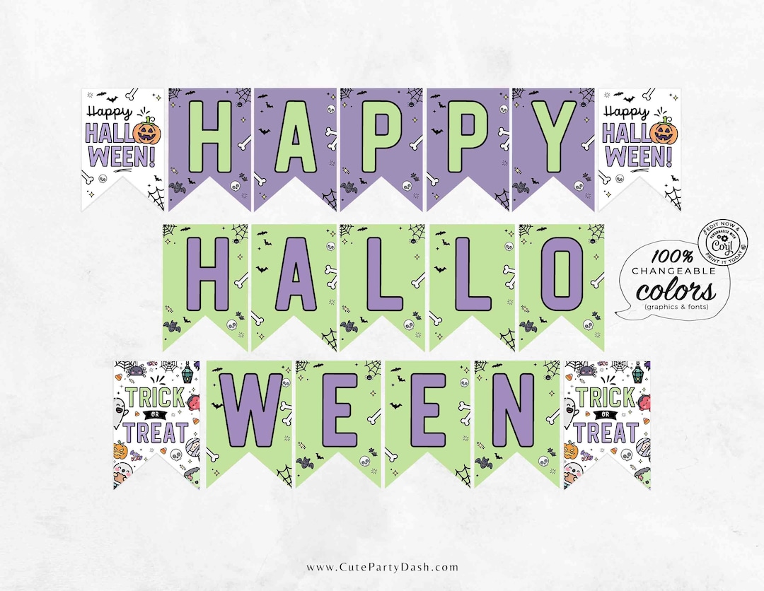 Happy Halloween Banner Printable INSTANT DOWNLOAD Trick or Treat ...