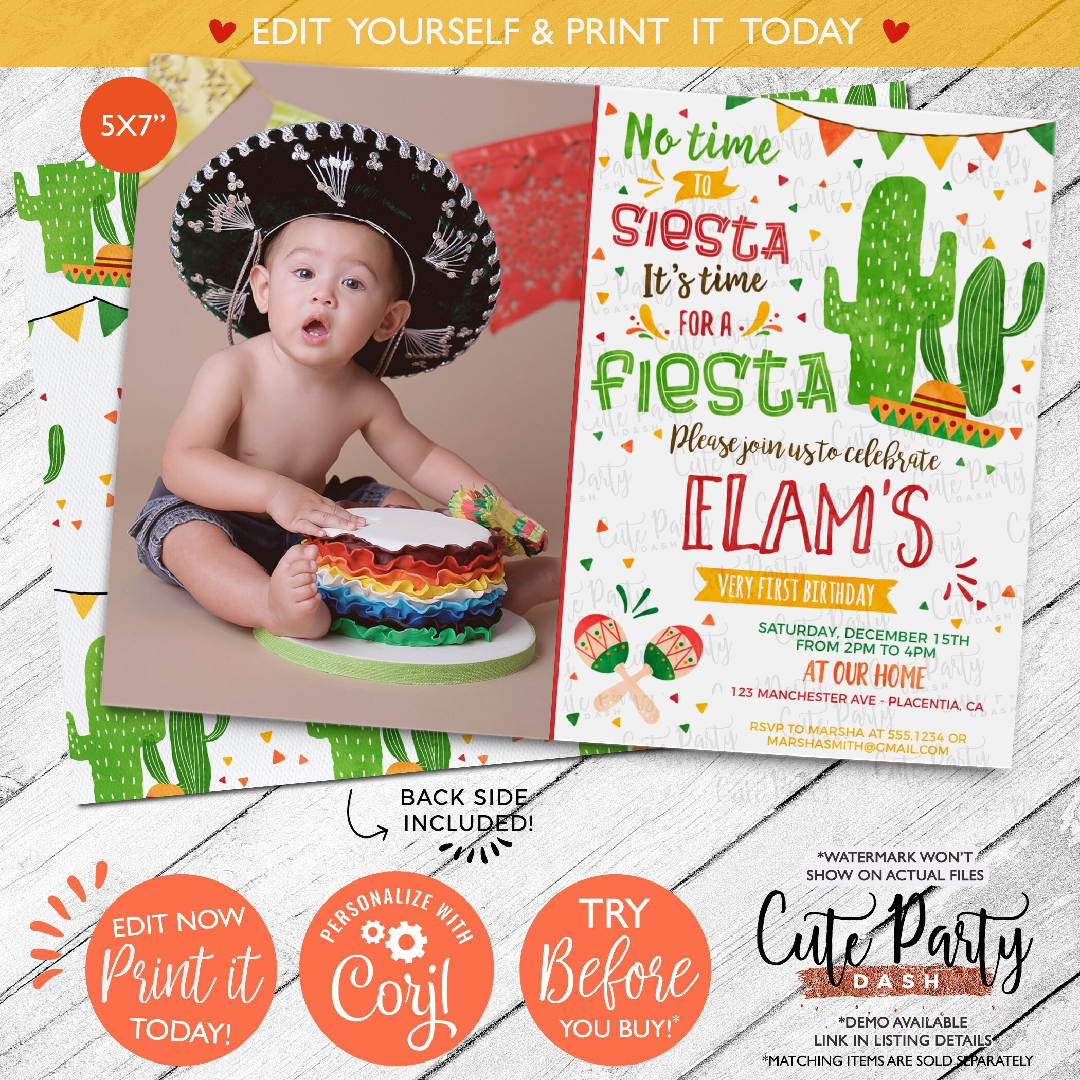 INSTANT DOWNLOAD EDITABLE Fiesta Birthday Photo Invitation | Etsy