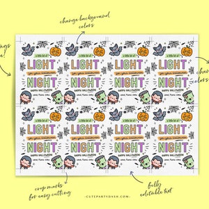 Editable Halloween Treat Tag: Glow Stick Party Favor (instant Download ...