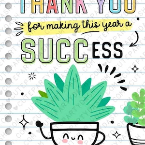 Succulent Thank You Gift Tag: Teacher Appreciation (instant Download ...