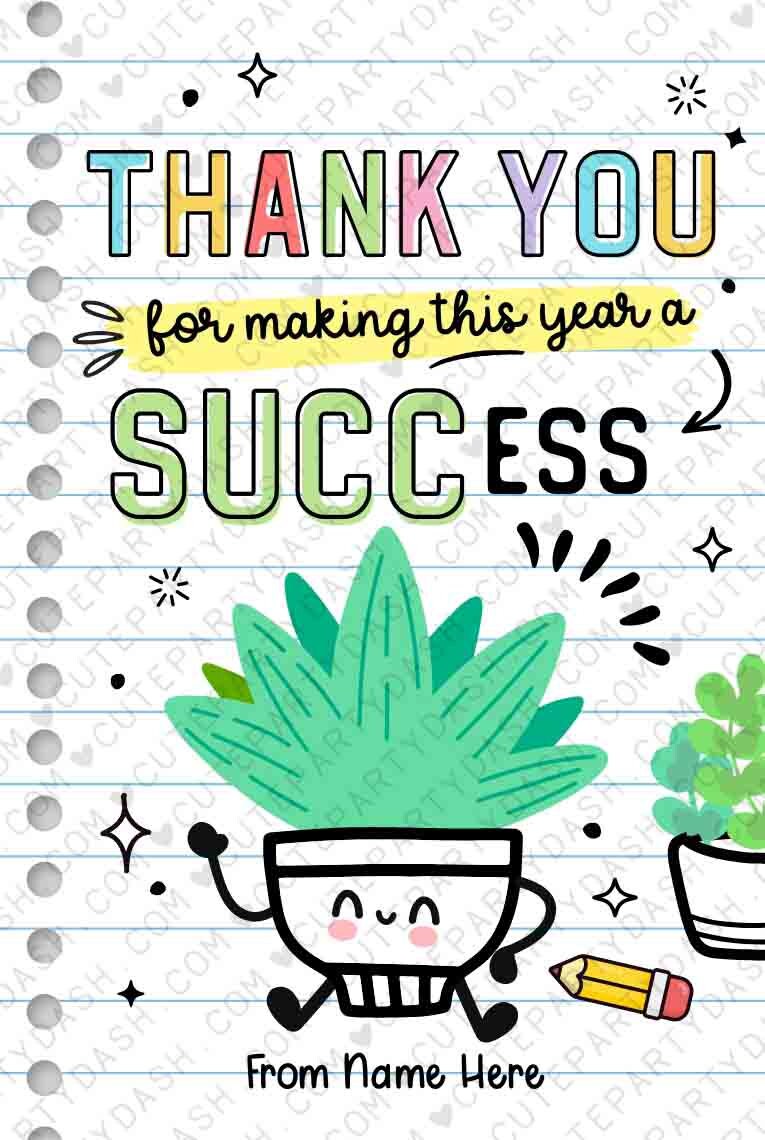 Succulent Thank You Gift Tag: Teacher Appreciation (instant Download ...