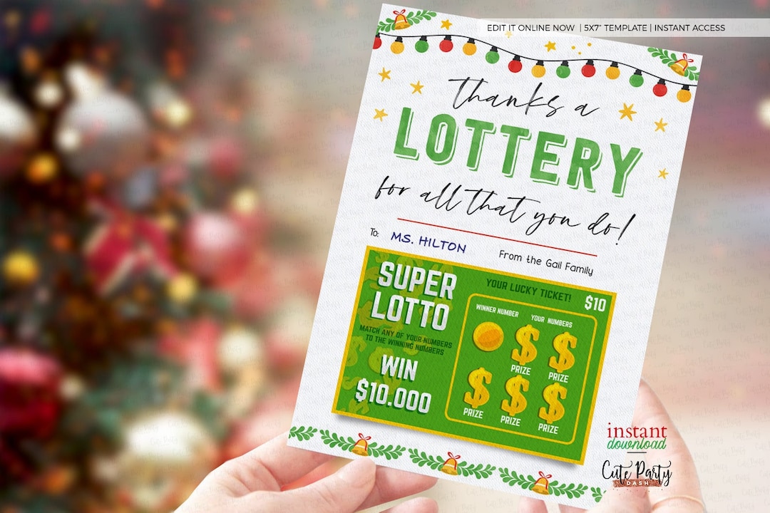 Editable Christmas Lottery Gift Card Holder, Thanks a Lotto for All You ...