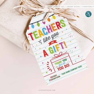 Christmas Teacher Thank You Tag, Holiday Appreciation Gift Tags ...