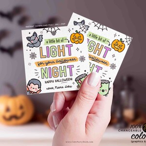 EDITABLE Halloween Treat Tag INSTANT DOWNLOAD Light Your Halloween ...