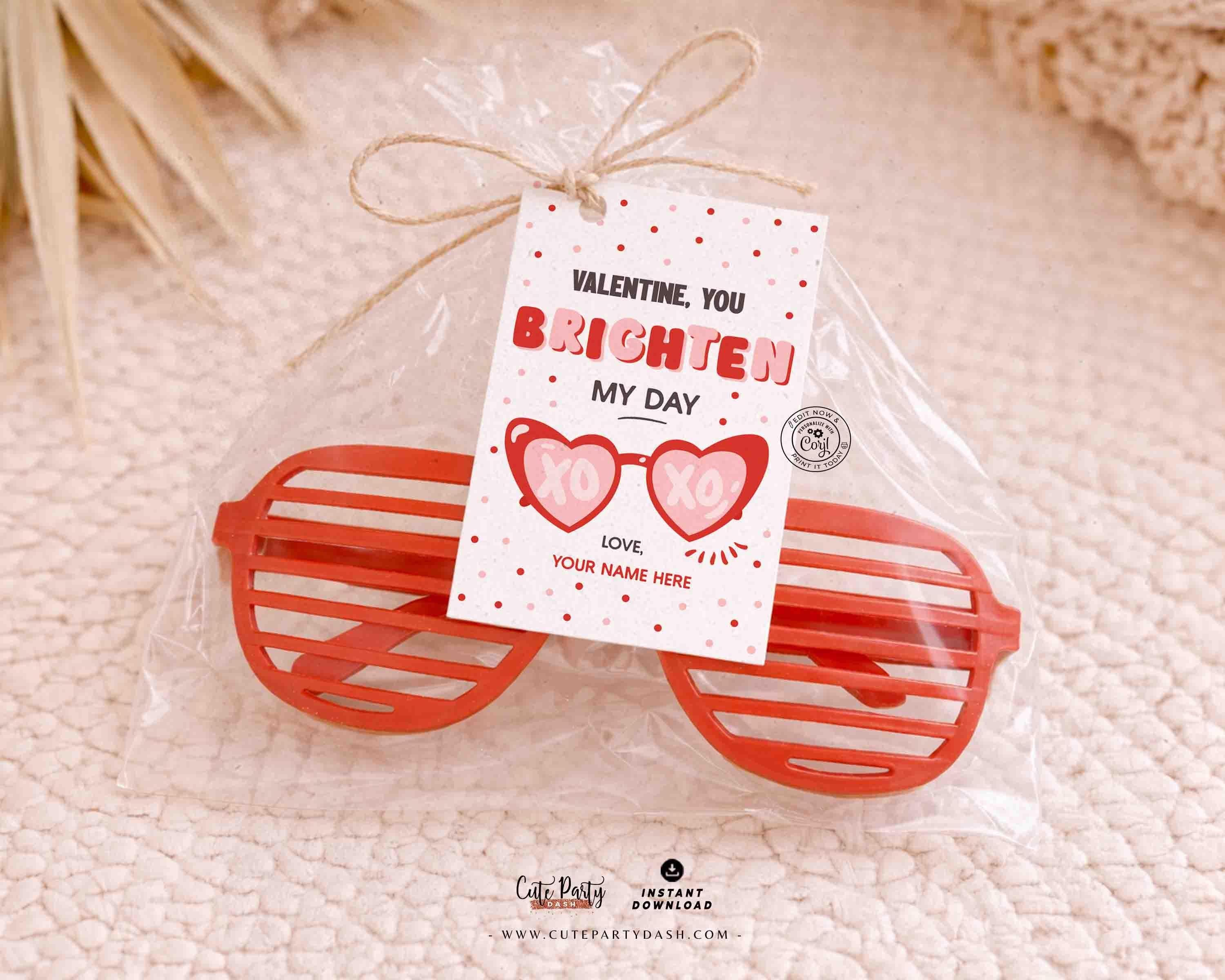Valentine Sunglasses Gift Tags Printable | "you Brighten My Day" | Kids ...