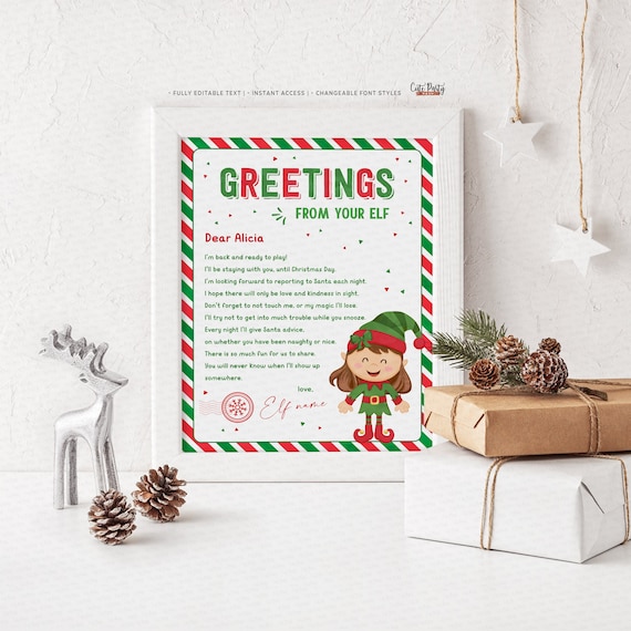 EDITABLE Hello Letter From Elf Christmas Elf Arrival Note - Etsy