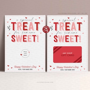 Editable Sweet Treat Valentine Gift Card Holder Template, Printable ...