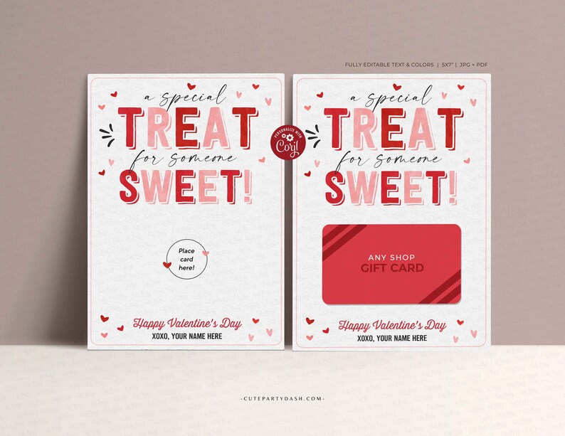 Editable Sweet Treat Valentine Gift Card Holder Template - Etsy