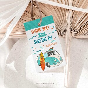 Surf Birthday Party Favor Tag, Surf's up Party Decor, Surf Gift Tag ...