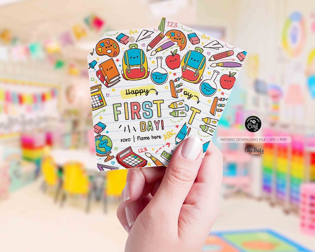 Editable First Day of School Gift Tag: Rainbow Design (instant Download ...