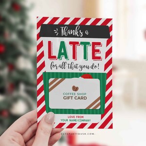Editable Christmas Thanks a Latte Christmas Coffee Gift Card Holder ...