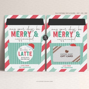 Editable May Your Days Be Merry & Caffeinated Christmas Holiday Coffee ...